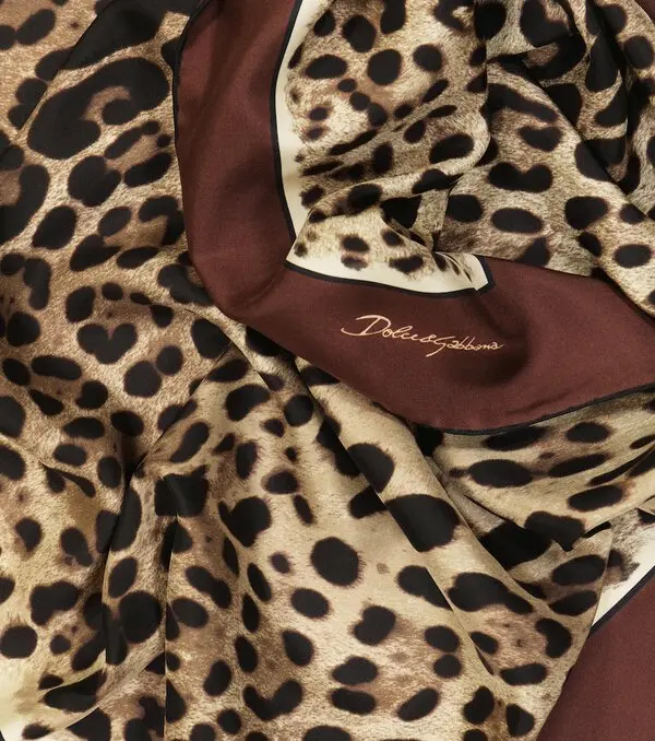 Dolce & Gabbana Leopard-print Silk Scarf - Brown