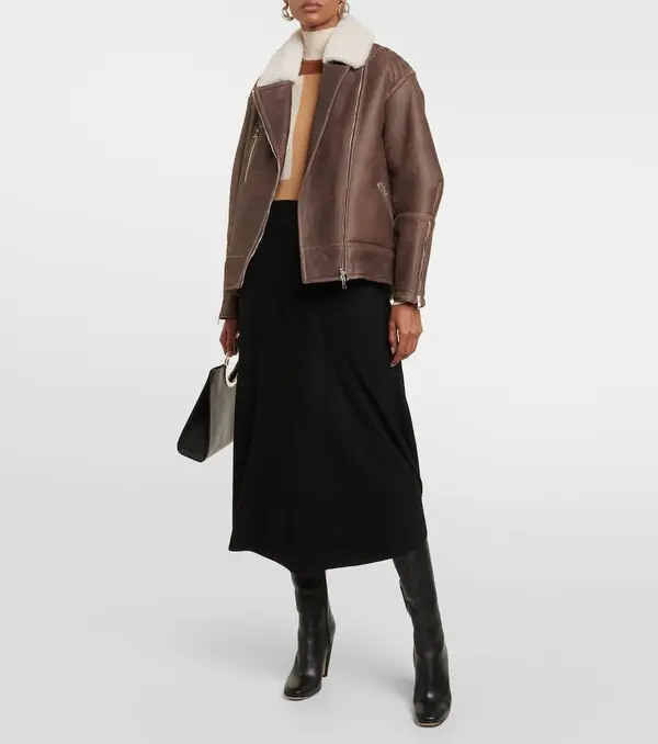 BLANCHA Shearling-trimmed Leather Jacket