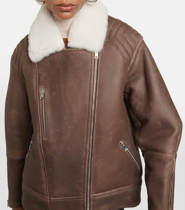 BLANCHA Shearling-trimmed Leather Jacket