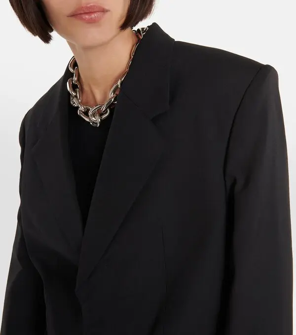 DION LEE Lace-trimmed Wool Blazer - Black