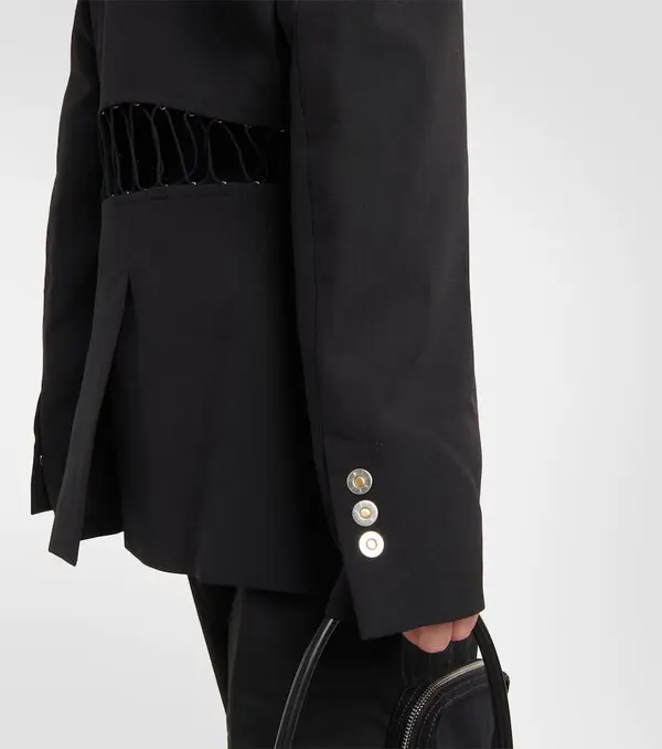 DION LEE Lace-trimmed Wool Blazer - Black