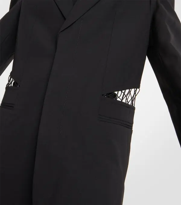 DION LEE Lace-trimmed Wool Blazer - Black