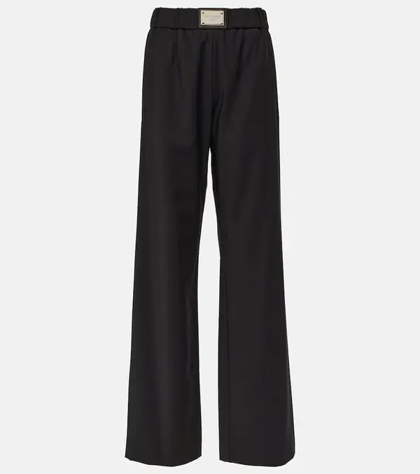 Dolce & Gabbana Wool-blend Wide-leg Trousers - Black