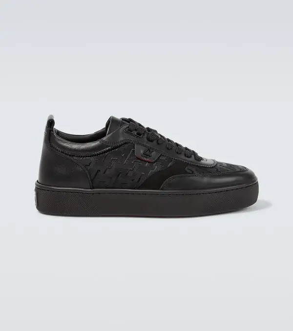 CHRISTIAN LOUBOUTIN Happyrui Leather-trimmed Sneakers - Black