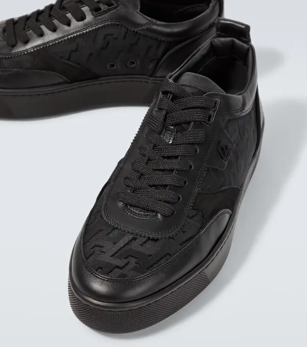 CHRISTIAN LOUBOUTIN Happyrui Leather-trimmed Sneakers - Black
