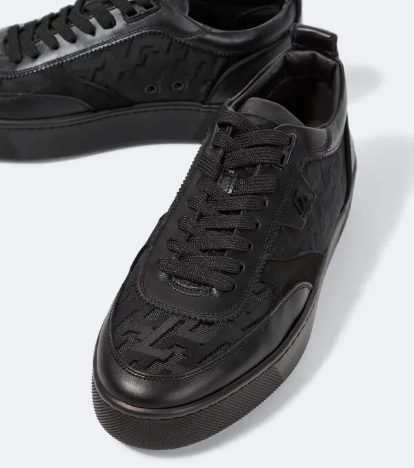 CHRISTIAN LOUBOUTIN Happyrui Leather-trimmed Sneakers - Black