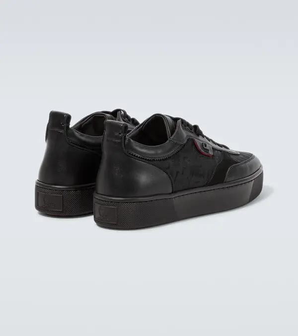 CHRISTIAN LOUBOUTIN Happyrui Leather-trimmed Sneakers - Black