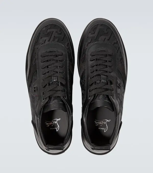 CHRISTIAN LOUBOUTIN Happyrui Leather-trimmed Sneakers - Black