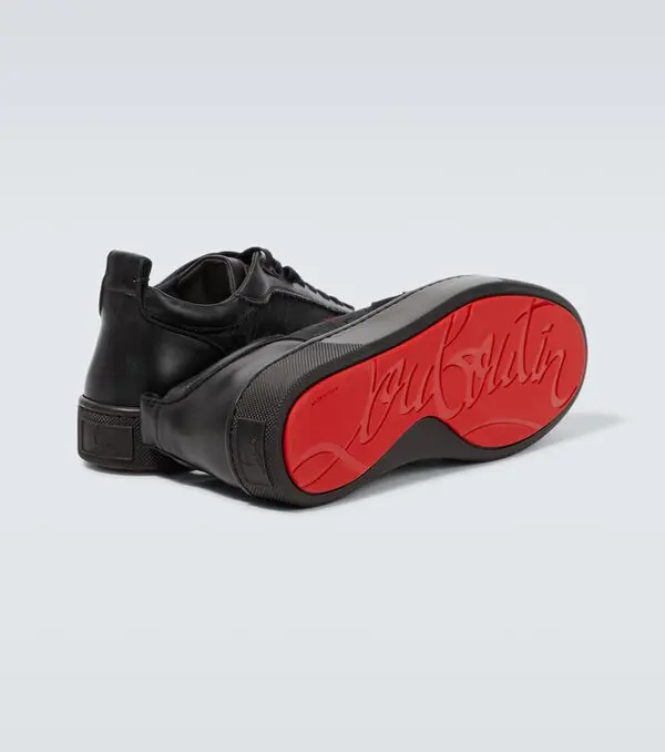 CHRISTIAN LOUBOUTIN Happyrui Leather-trimmed Sneakers - Black