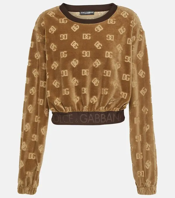 Dolce & Gabbana Dg Cropped Velvet Sweatshirt