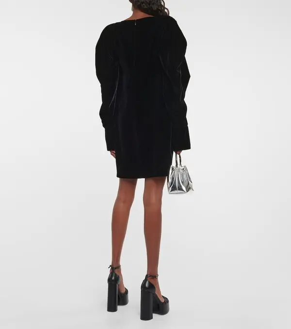 Nina Ricci Velvet Puff-sleeve Mini Dress