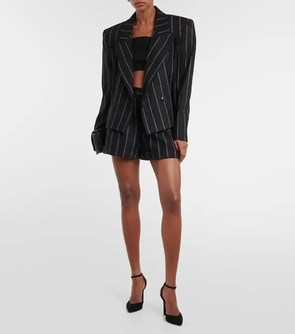 THE MANNEI Kudebi Pinstripe Wool Shorts