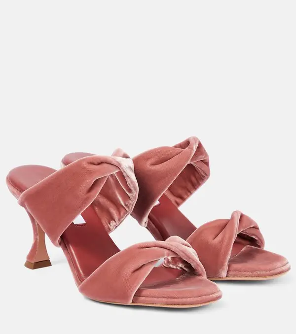 AQUAZZURA Twist 95 Velvet Mules - Pink