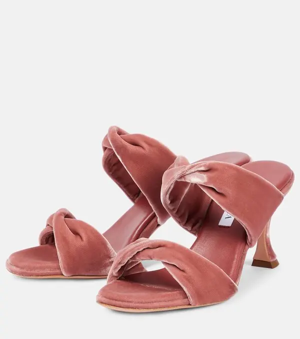 AQUAZZURA Twist 95 Velvet Mules - Pink