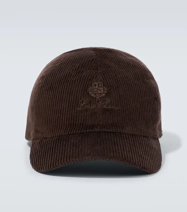 Loro Piana Logo Corduroy Baseball Cap - Brown | Editorialist