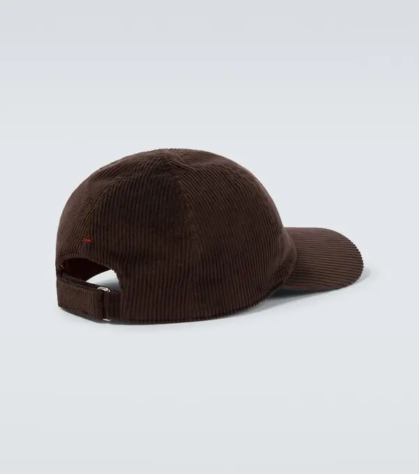 Loro Piana Logo Corduroy Baseball Cap - Brown | Editorialist