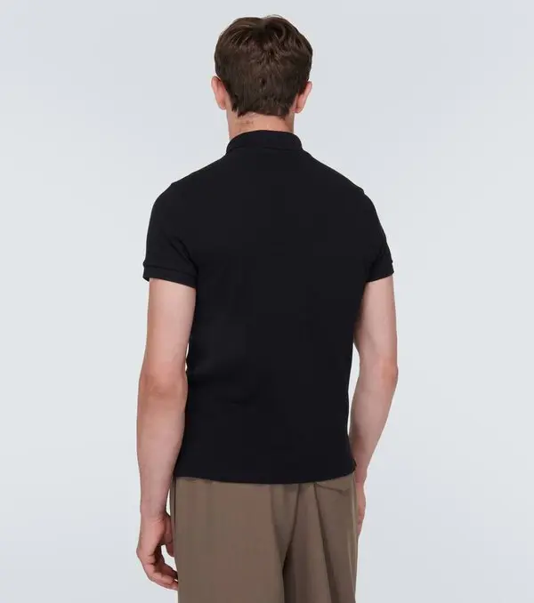 AMI Paris De Cœur Cotton Piqué Polo Shirt - Black