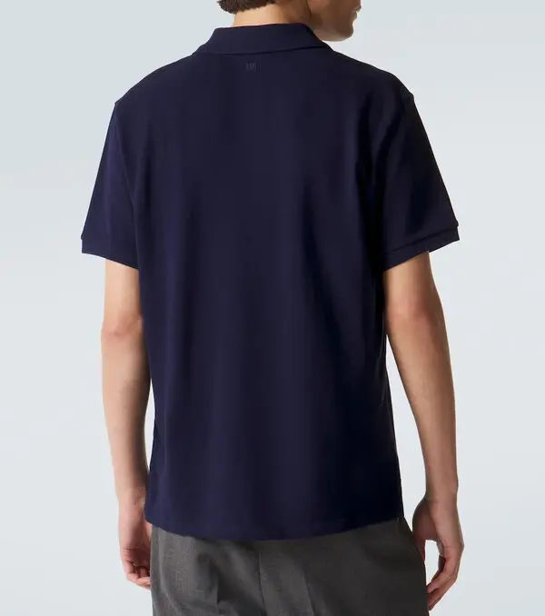 AMI Paris De Cœur Cotton Piqué Polo Shirt - Blue