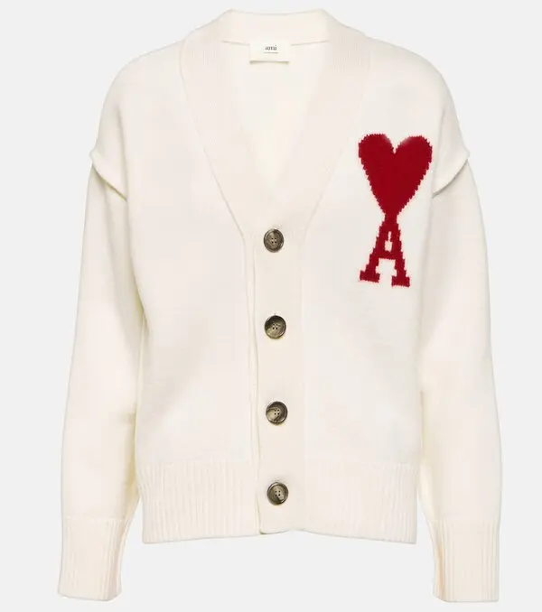 Ami De Coeur Virgin Wool Cardigan - White