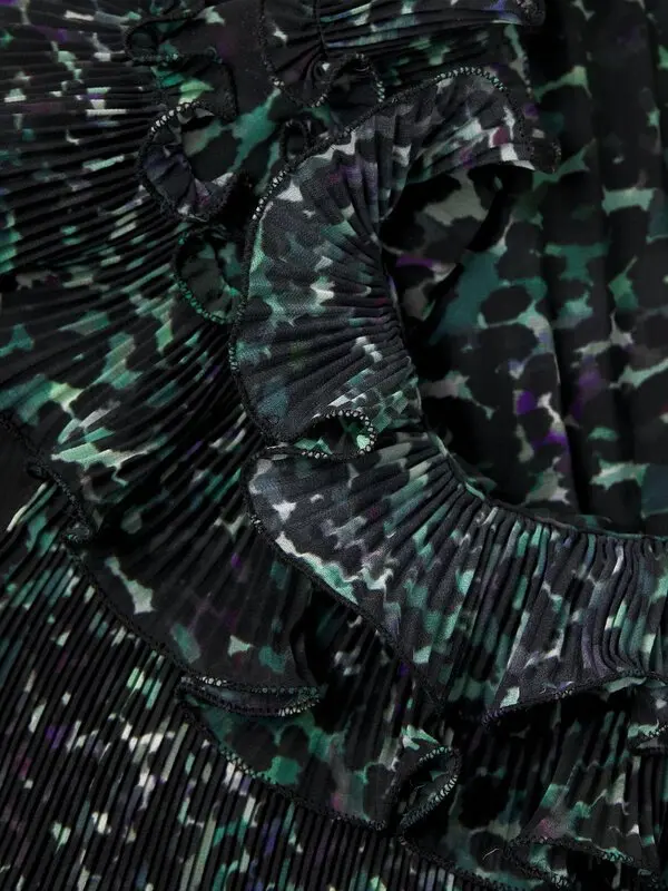 UNGARO Emery Printed Ruffle Halter Blouse
