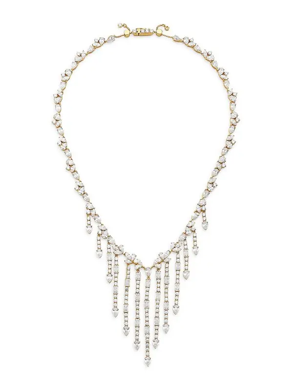 Adriana Orsini Versailles 18k--plated & Cubic Zirconia Fringe Necklace - Gold