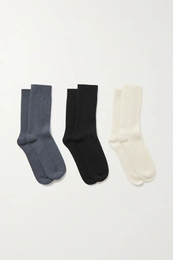 Arch4 Set Of Three Lucia Cashmere Socks - Black