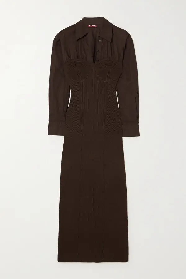 chinese dress ladies Tie Neck Long Sleeve Midi Tiered Dress Wine / XL main image 1