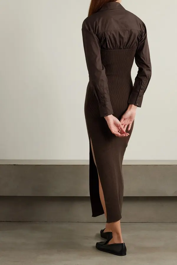 staud hazel long sleeve midi dress STAUD, Hazel Dress in Black White, Size Large