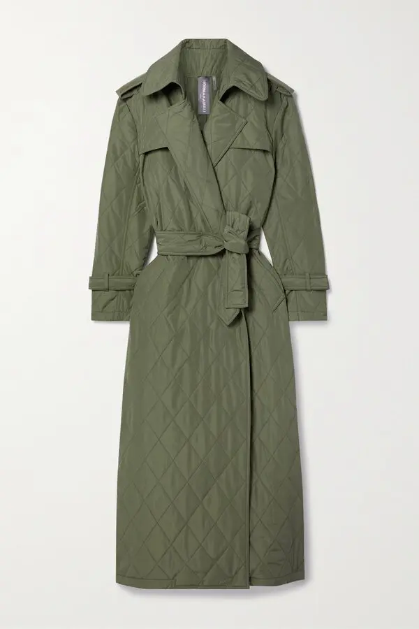 Norma Kamali Belted Quilted Shell Trench Coat