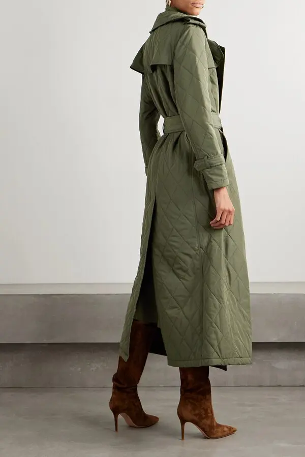 Norma Kamali Belted Quilted Shell Trench Coat