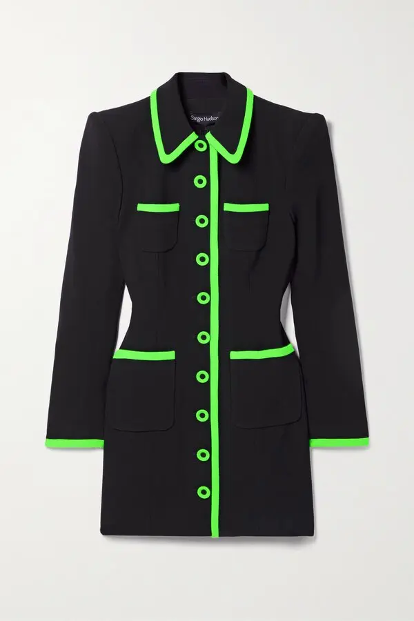 Sergio Hudson Frame Wool-Crepe Mini Dress In Black - 50% Off | Editorialist