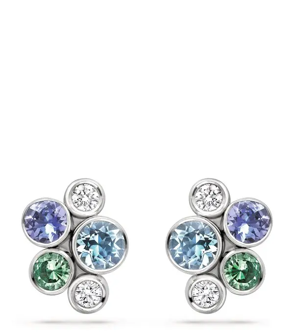 BOODLES White And Diamond Raindance Watercolour Cluster Stud Earrings - Gold