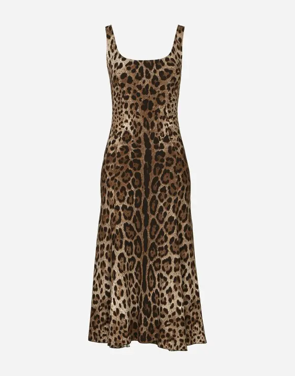 Dolce & Gabbana Leopard-print Cady Calf-length Dress