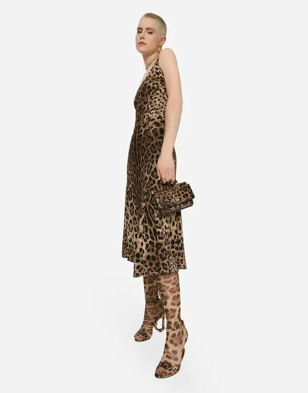 Dolce & Gabbana Leopard-print Cady Calf-length Dress
