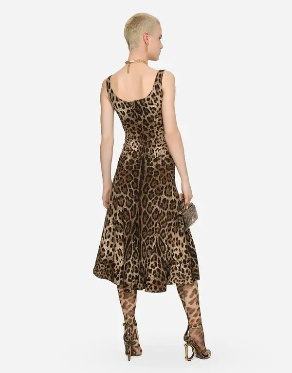 Dolce & Gabbana Leopard-print Cady Calf-length Dress