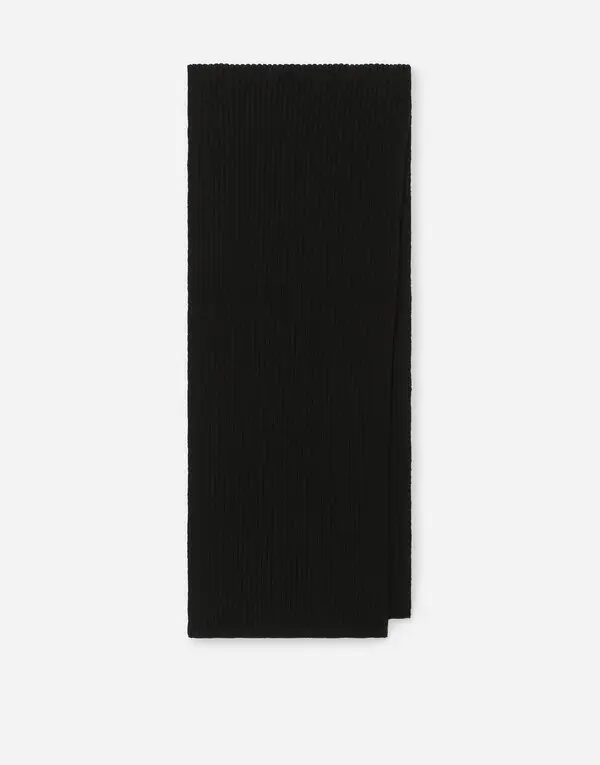Dolce & Gabbana Fisherman’s Rib Cashmere Scarf With Dg Logo