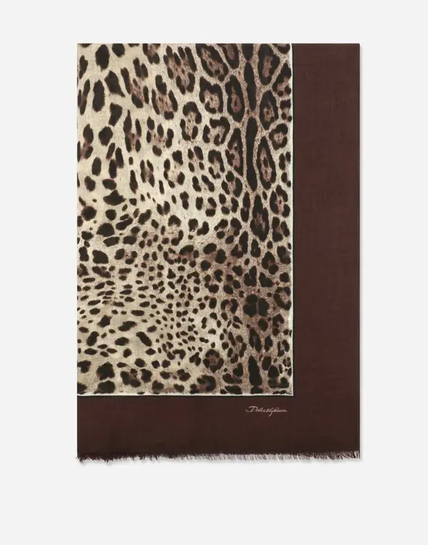 Dolce & Gabbana Leopard-print Modal And Cashmere Scarf - Brown