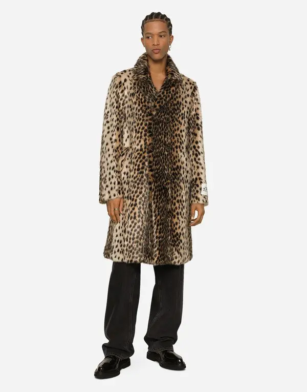 Dolce & Gabbana Lynx-effect Jacquard Faux Fur Coat - Multicolor