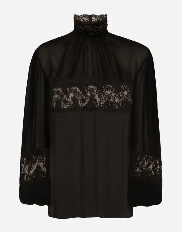 Dolce & Gabbana Silk Georgette And Lace Blouse