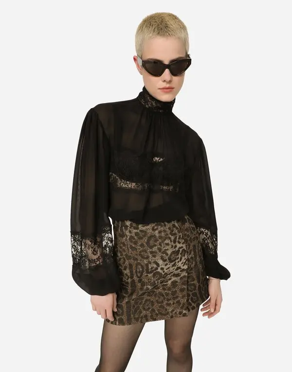 Dolce & Gabbana Silk Georgette And Lace Blouse