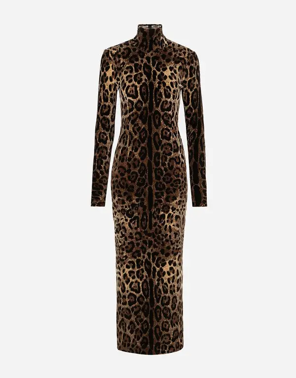 Dolce & Gabbana Jacquard Leopard Chenille Long Dress - Multicolor