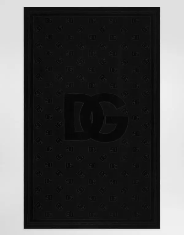 Dolce & Gabbana Beach Towel With Dg Monogram - Black