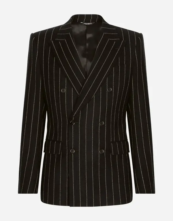 Dolce & Gabbana Pinstripe Double-breasted Stretch Wool Jacket - Multicolor
