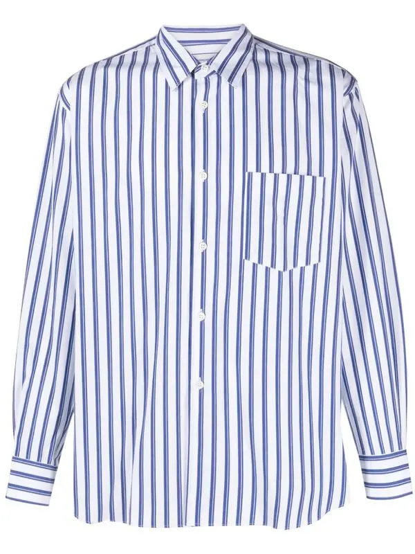 Comme Des Garçons Striped Long-sleeve Cotton Shirt - White