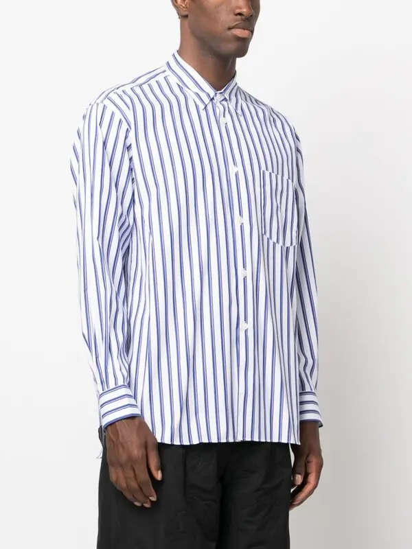 Comme Des Garçons Striped Long-sleeve Cotton Shirt - White