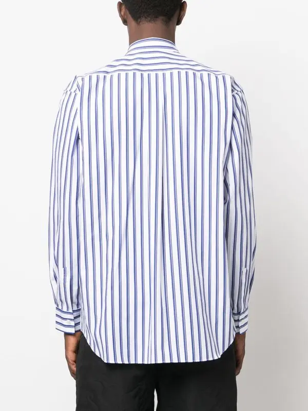 Comme Des Garçons Striped Long-sleeve Cotton Shirt - White