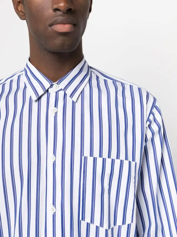 Comme Des Garçons Striped Long-sleeve Cotton Shirt - White