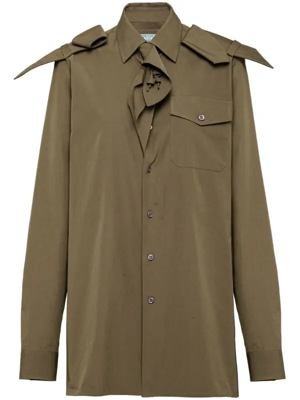 Prada Floral-embellished Poplin Shirt