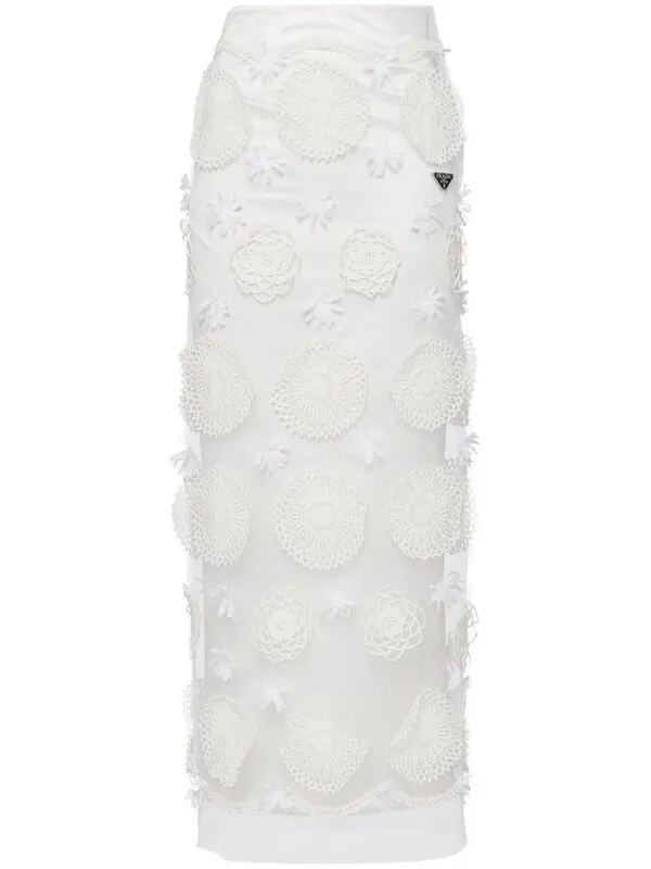 Prada Embroidered Duchesse Maxi Skirt