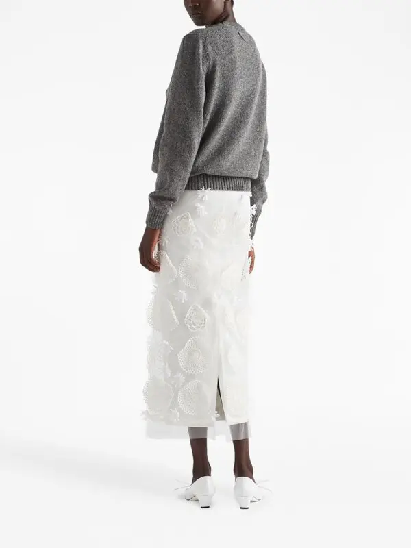 Prada Embroidered Duchesse Maxi Skirt